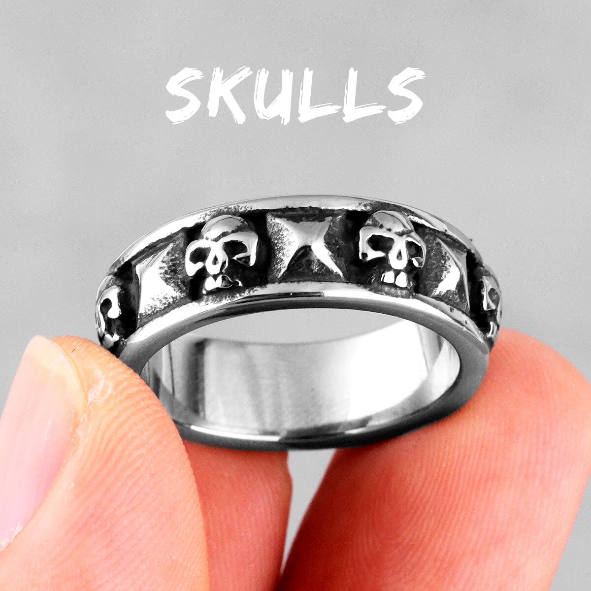 Eenvoudige Gothic Skull Rvs Heren Ringen Punk Hip ... – Vicedeal
