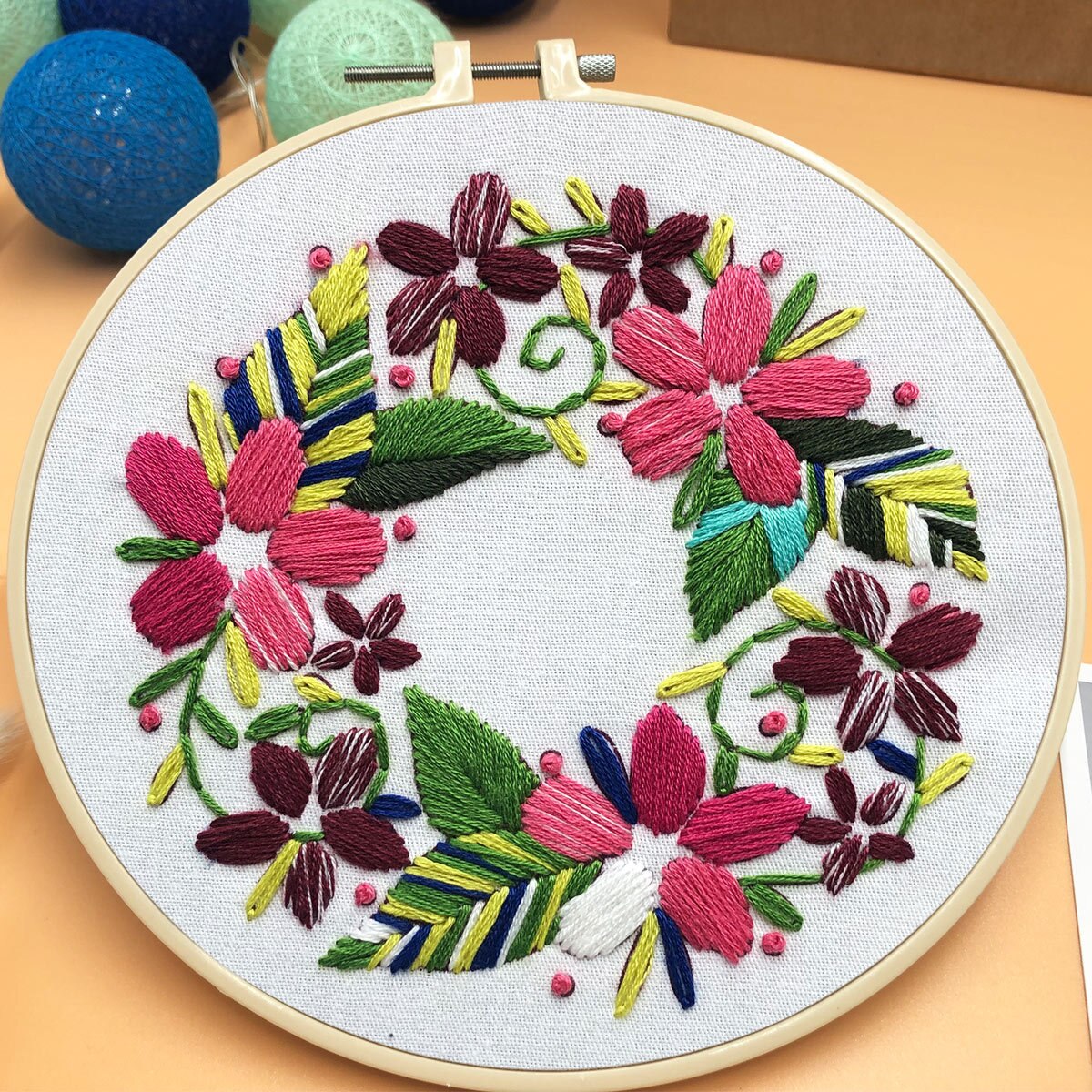 Embroidery Beautiful Wreath Diy 3d Beginner Fabric... – Vicedeal