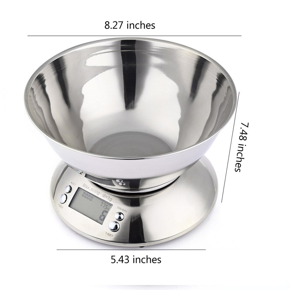 Stainless Steel Kitchen Scale 5kg Electronic Scale... – Grandado