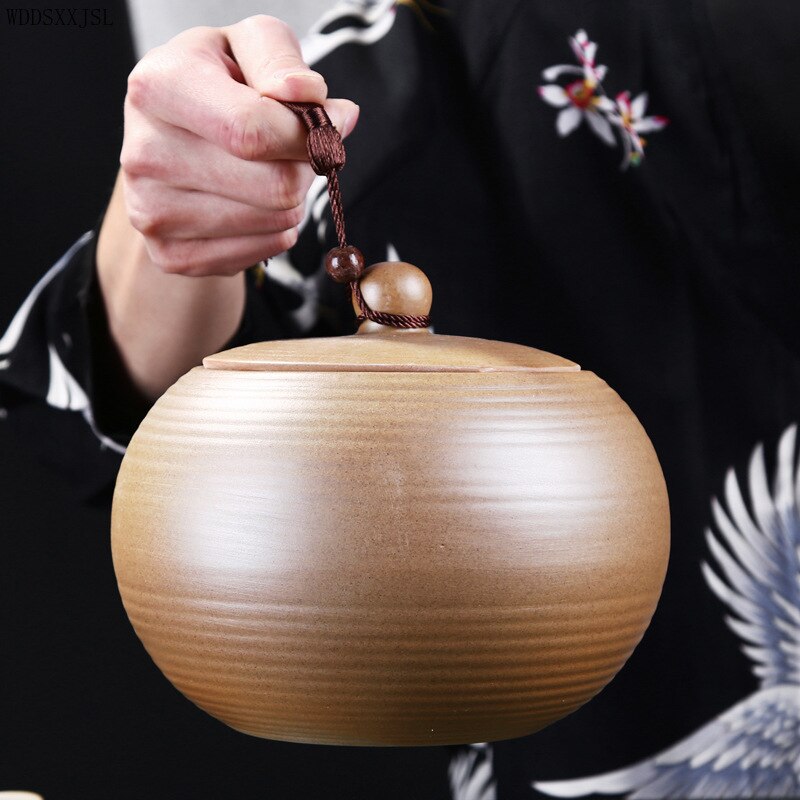 Rough pottery round large-capacity Tea leaf jar co... – Vicedeal