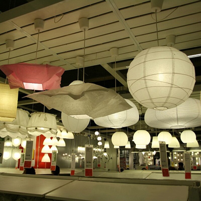 2 pieces white hanging lampshade paper lamp – Grandado
