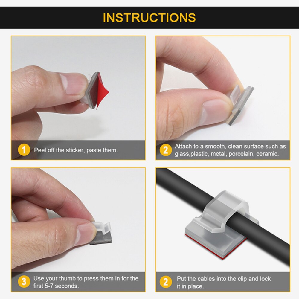 50pcs Self Adhesive Cable Clips Wire Organizer Lin... – Grandado