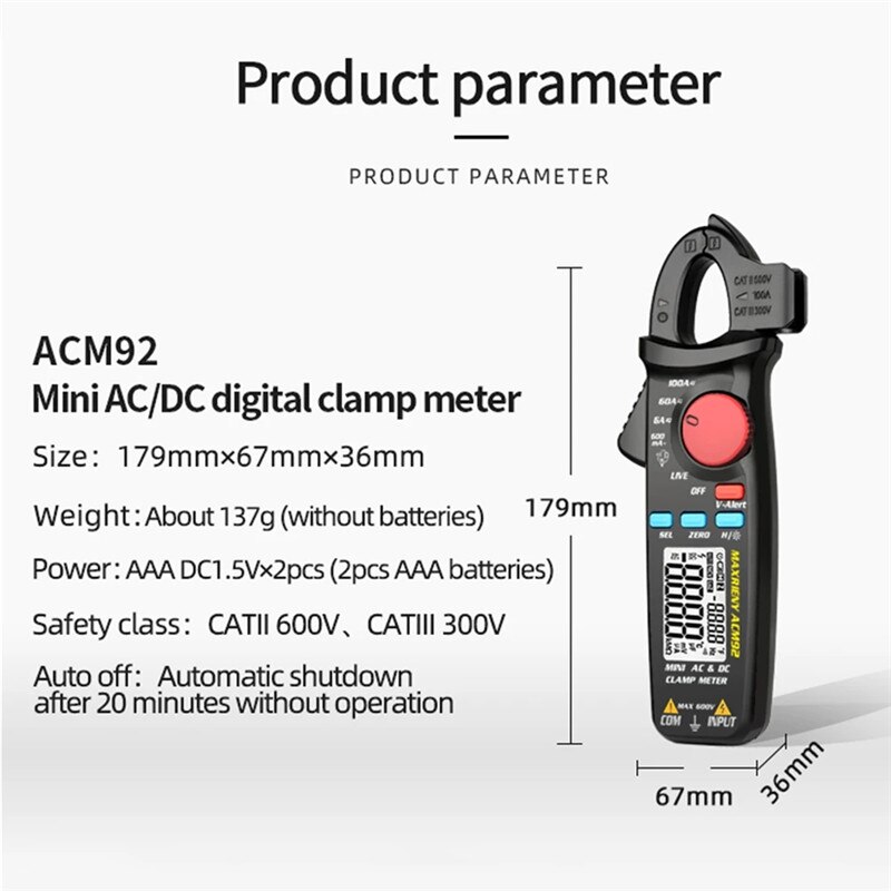Digital Multimeter Clamp Meter AC DC Current 100A ... – Vicedeal