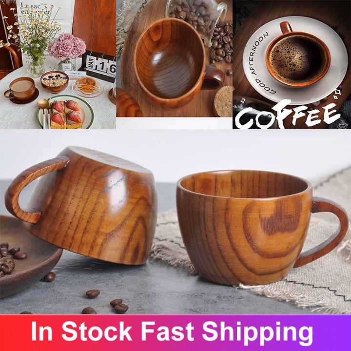 150ml Natural Solid Wood Teacup Vintage Handmade R... – Vicedeal