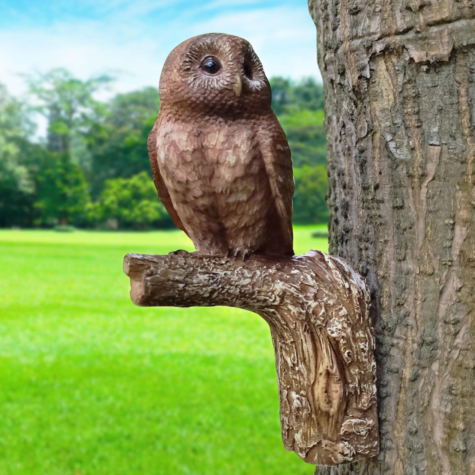 15cmx9cm Resin Owl Sculpture Garden Brown Owl Stat... – Grandado