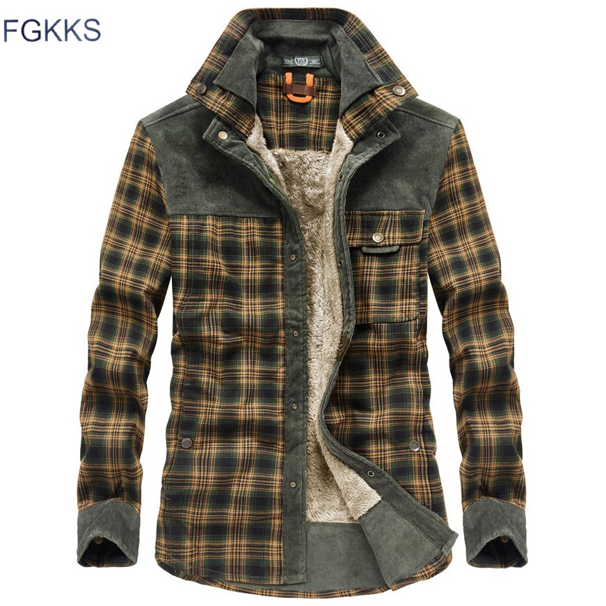 FGKKS mannen Plus Fluwelen Overhemd Herfst Winter ... – Grandado