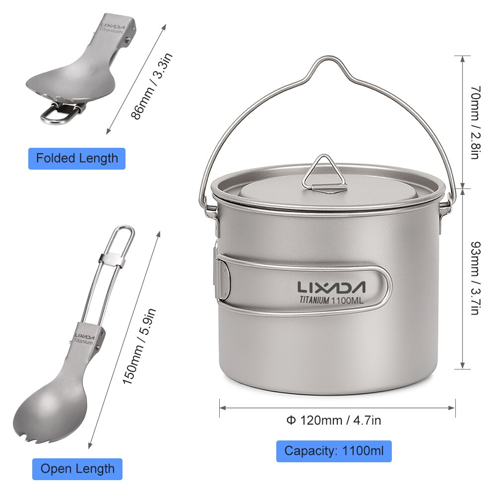Lightweight Titanium Pot with Folding Spork Outdoo... – Grandado