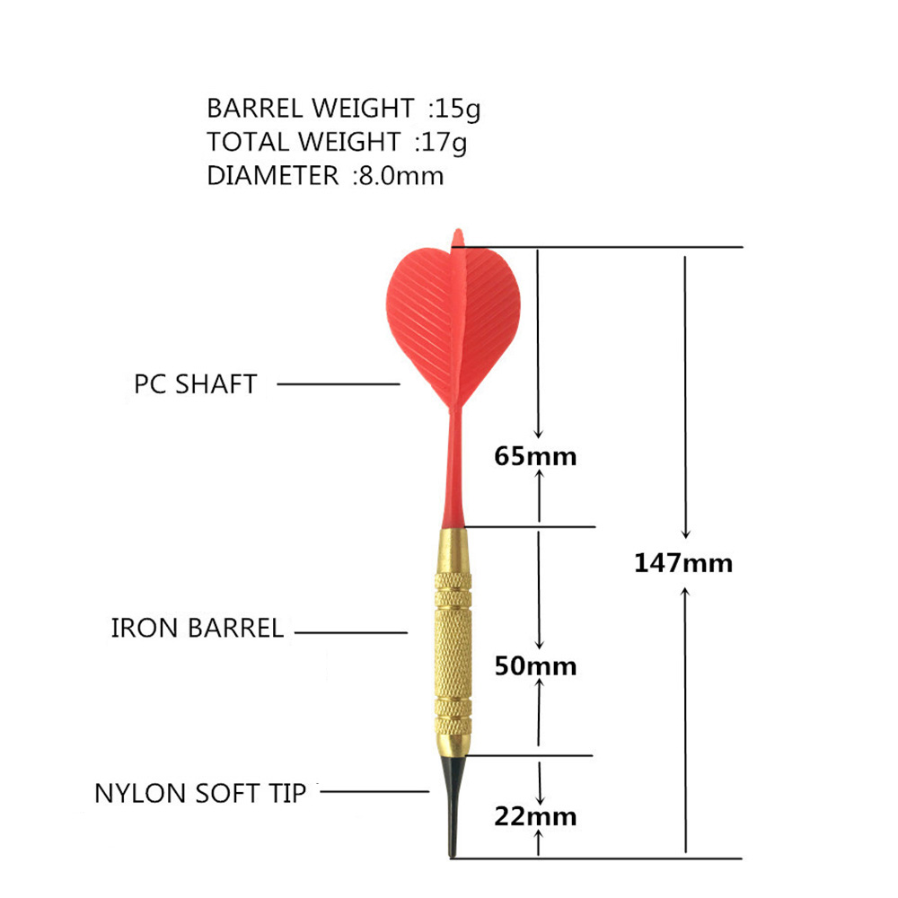 12Pcs 17g Safe Darts Set Soft Plastic Tip Iron Bar... – Grandado