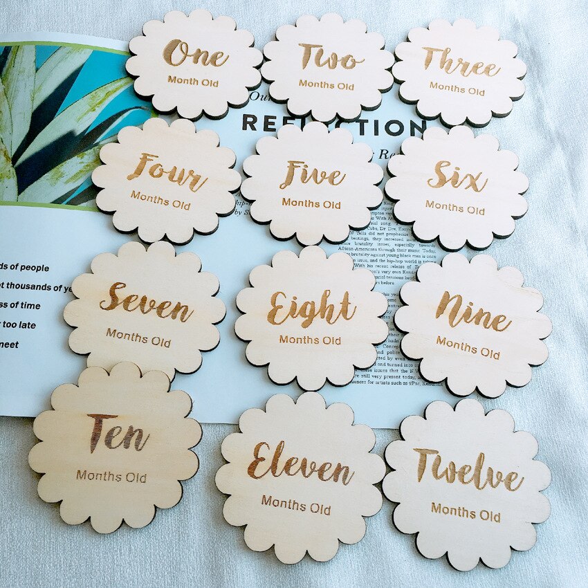 Wooden Baby Milestone Cards - Set of 12 - Engraved... – Grandado