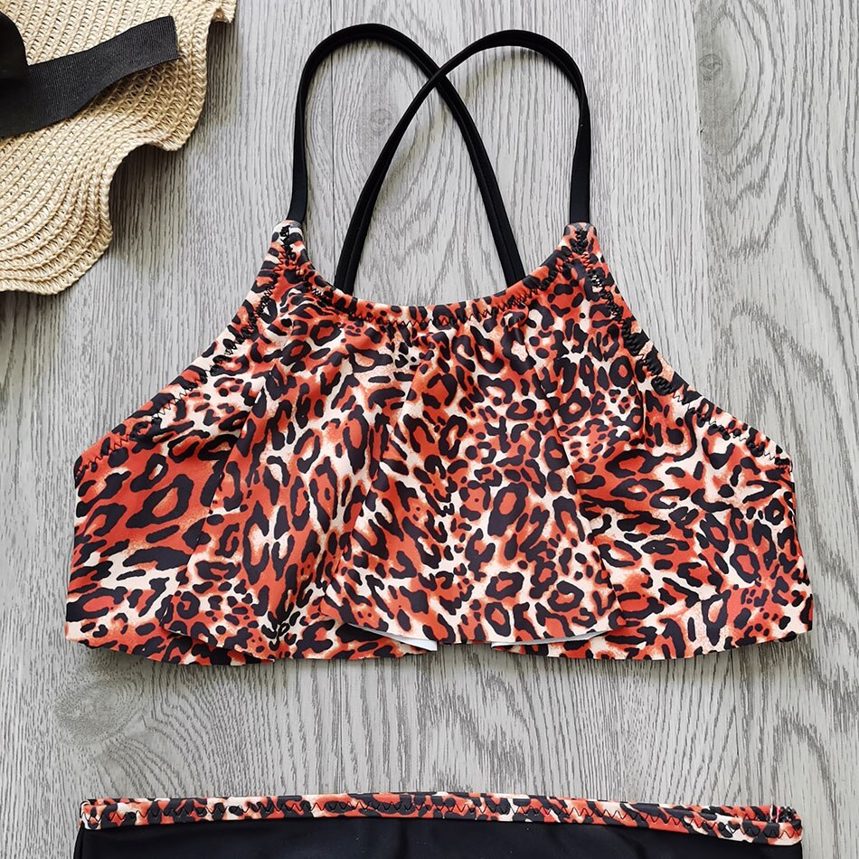 Volant Mädchen Badeanzug freundlicher Leopard Mädc... – Grandado