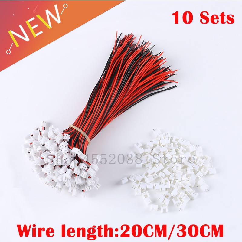 10 sets/partij 26AWG JST XH2.54 2 Pin Connector Pl... – Grandado