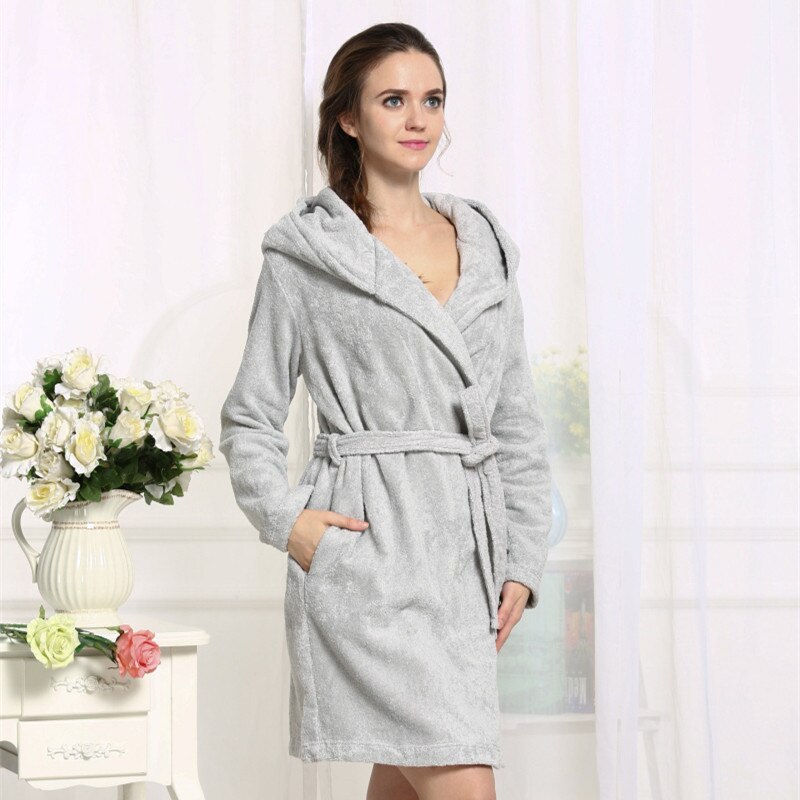 Cotton Winter Bathrobe Terry Cute hooded Dressing ... – Vicedeal
