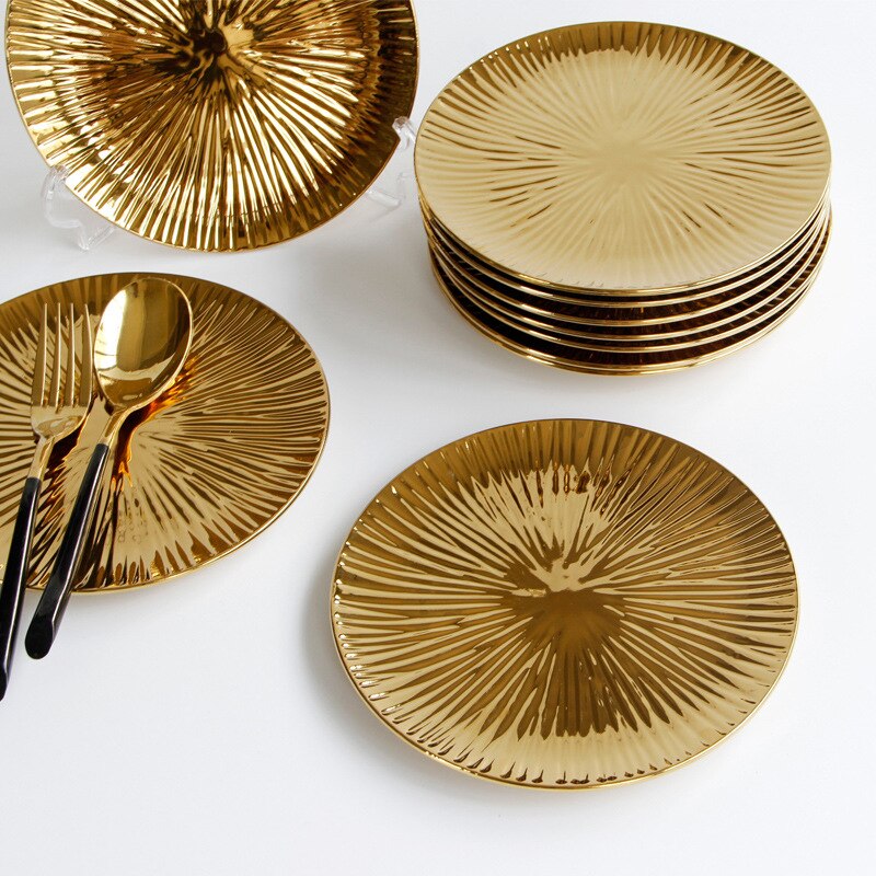 European luxury gold plated ceramic ray pattern pl... – Grandado