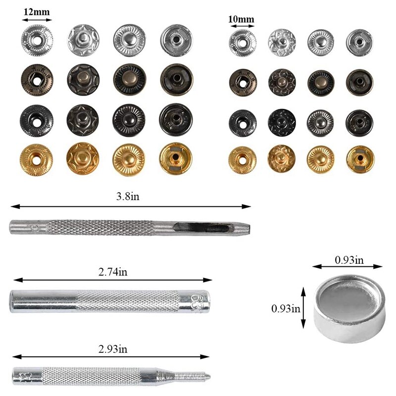 126 Set Lederen Klinknagels Kit Metalen Drukknopen... – Vicedeal