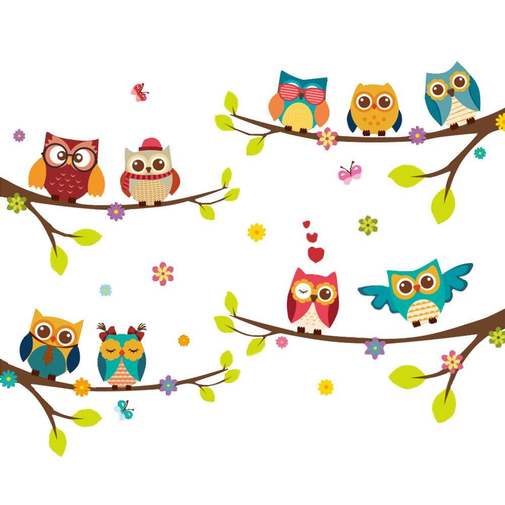 Muursticker Boom Uil Vogel Patroon Muurtattoo Kind... – Vicedeal