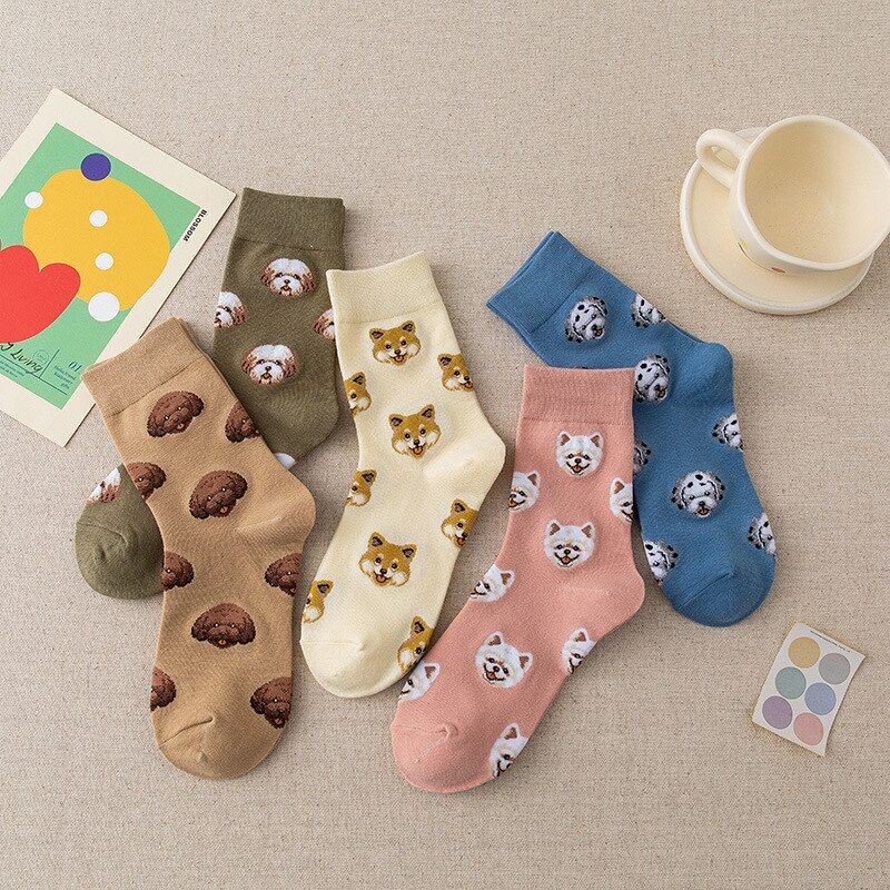 Cute Cartoon Dog Middle Tube Sock Women Ins Female... – Vicedeal