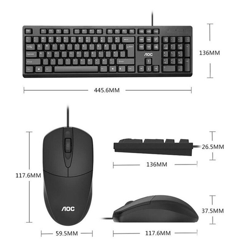 AOC KM160 104Keys Wired Office/Home Keyboard-Mouse... – Grandado