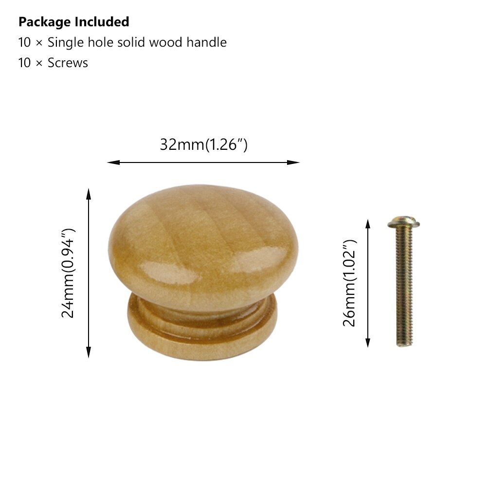 10/20/50Pcs Handles 24mm 27mm 32mm Natural Wooden ... – Vicedeal