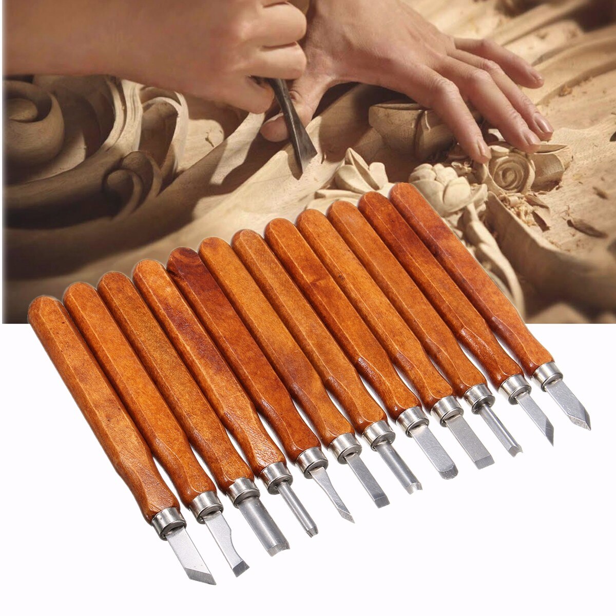12PCS Steel Wood Carving Tool Leather Hand Chisel ... – Vicedeal