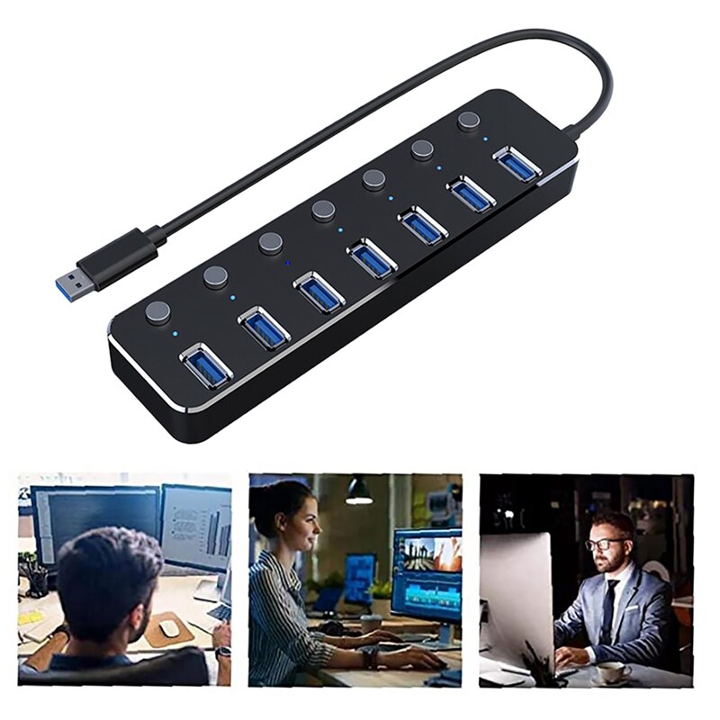 USB Hub 7 Ports USB 3,0 5Gbps Hub Splitter Extende... – Grandado