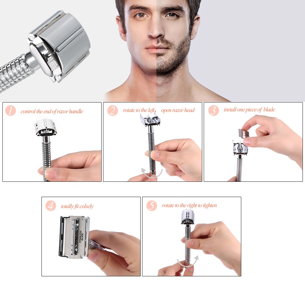 Barber Stainless Steel Double Edge Safety Razor Tr... – Grandado