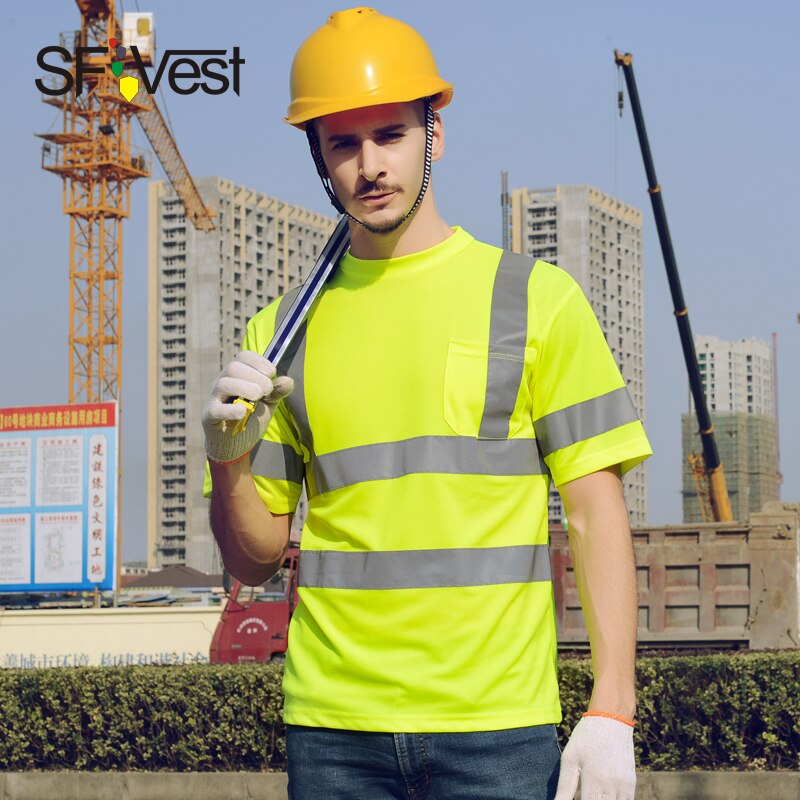 Men's knitted reflective work shirts safety ye... – Vicedeal