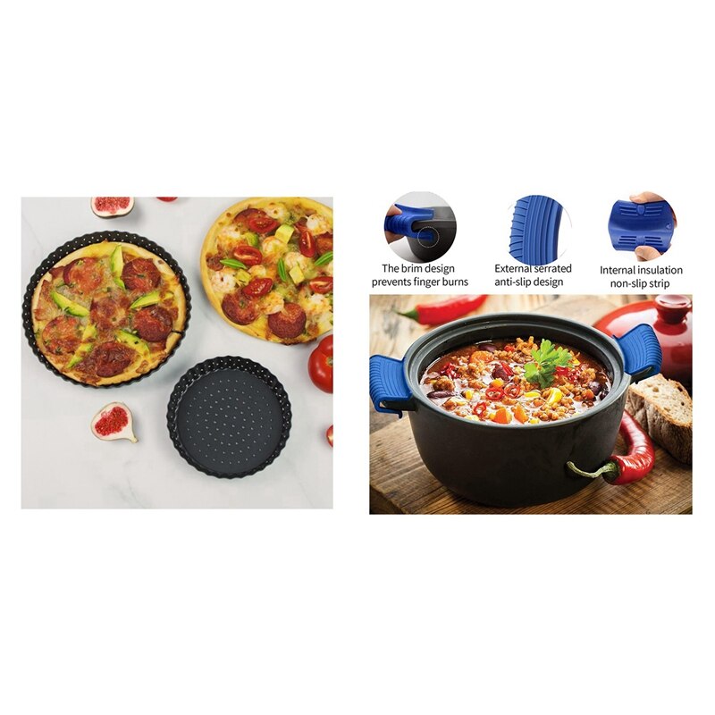 5 Inch Perforated Pizza Pans Pie Pan Quiche Pan Wi... – Grandado