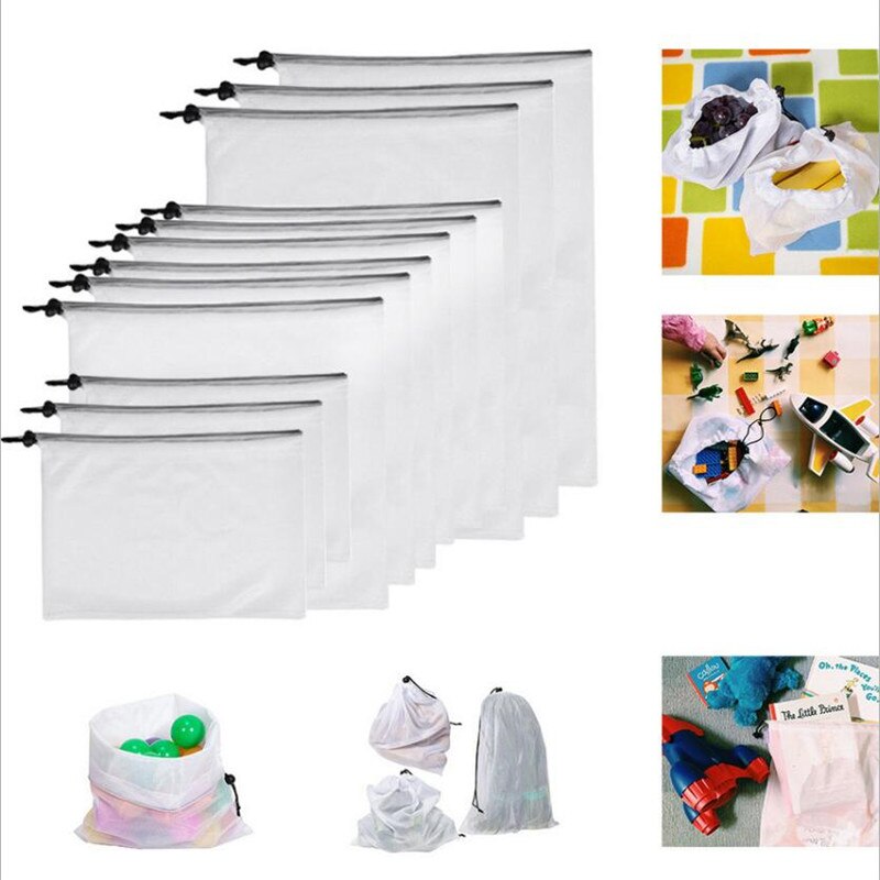 Reusable Black Rope Mesh Produce Bags Washable Bag... – Grandado