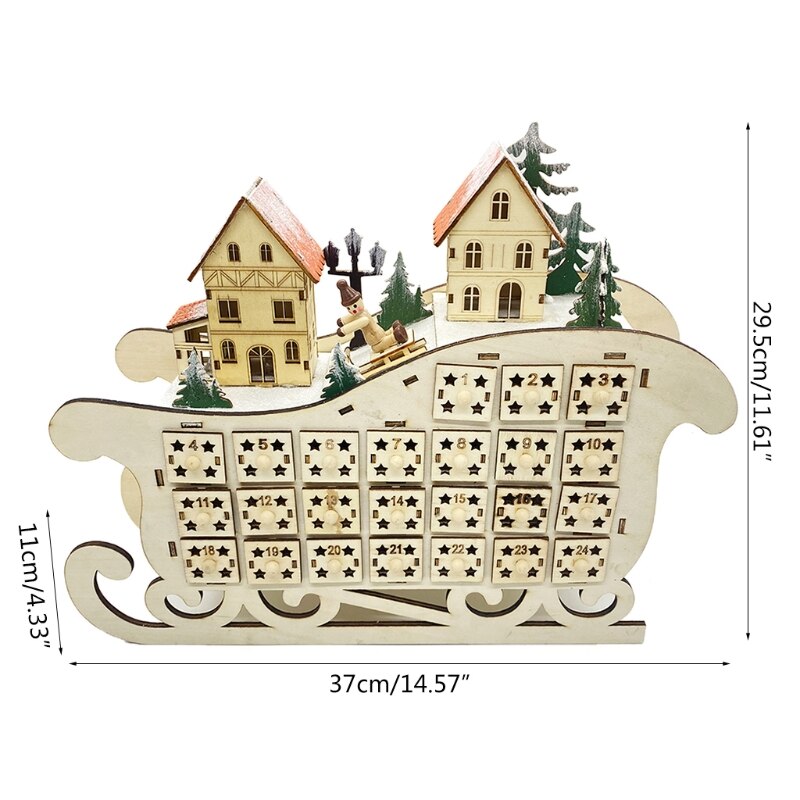 Santa Slee Kerst Houten Advent Kalender Led Light ... – Grandado