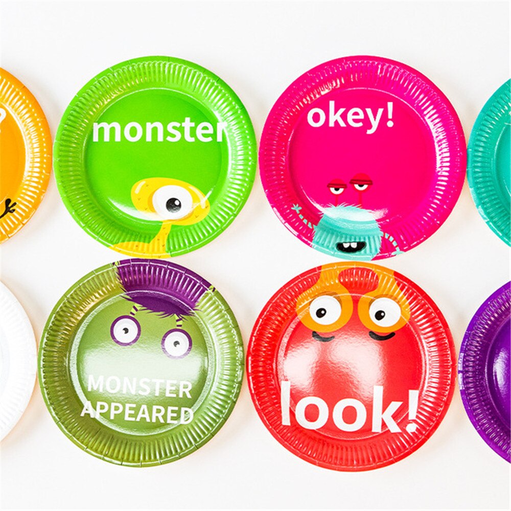 Party plates little monster theme plates animal pl... – Grandado