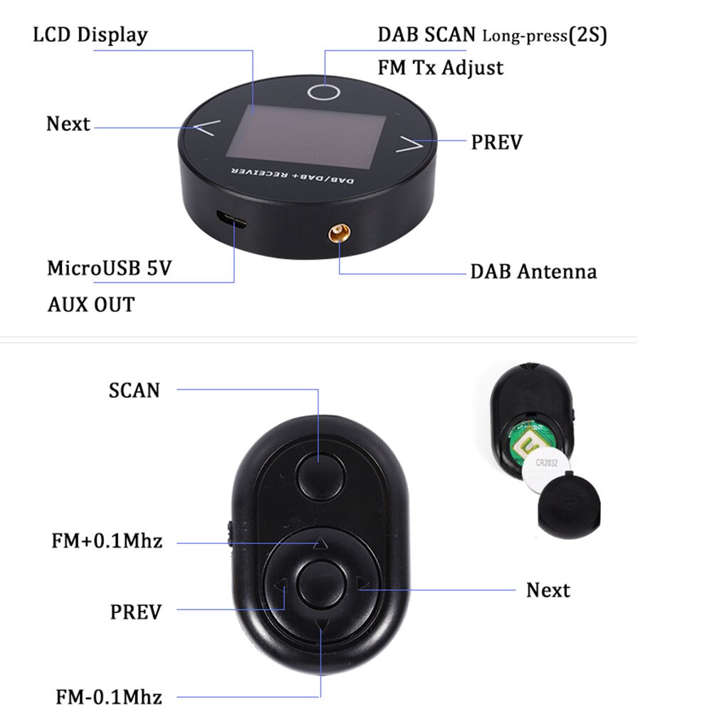 DTR-162 Car DAB/DAB+ Receiver & FM Transmitter Wir... – Vicedeal