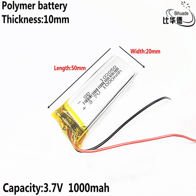 1000 mah lithium-ion polymer battery 3.7 V 102050 ... – Vicedeal