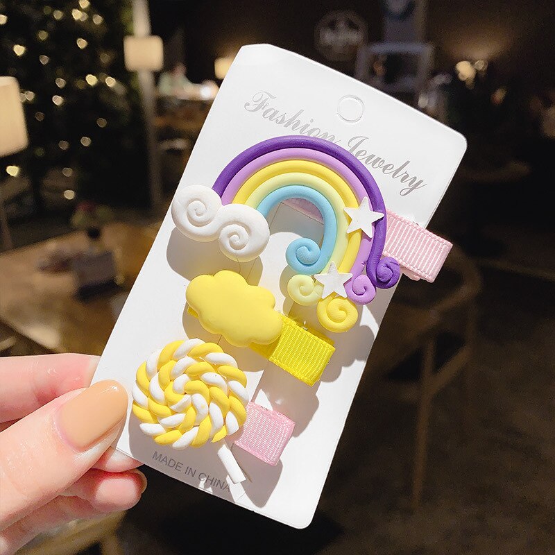 3 Stk/set Leuke Meisje Cloud Lolly Regenboog Haars... – Grandado