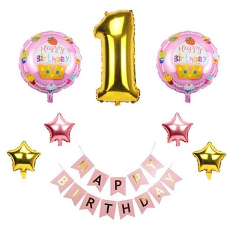 Baby 1st Birthday Balloons Blue Pink Foil Water Ba... – Vicedeal
