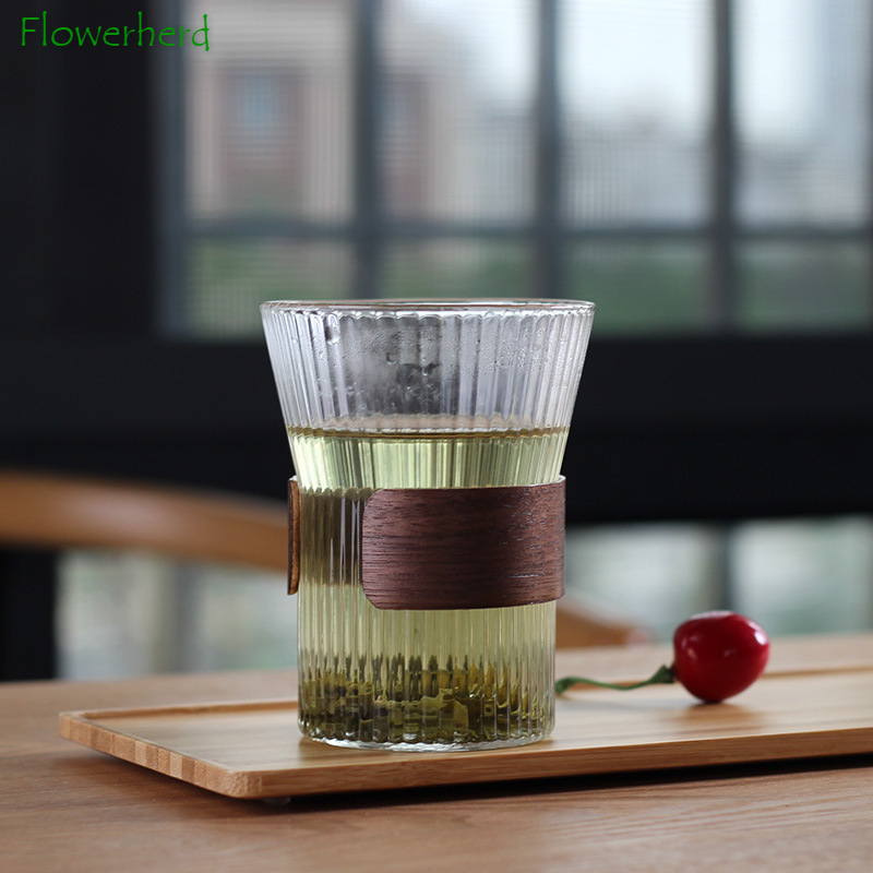 Vertical Grain Glass Drinking Gass Tea Cup High Bo... – Grandado