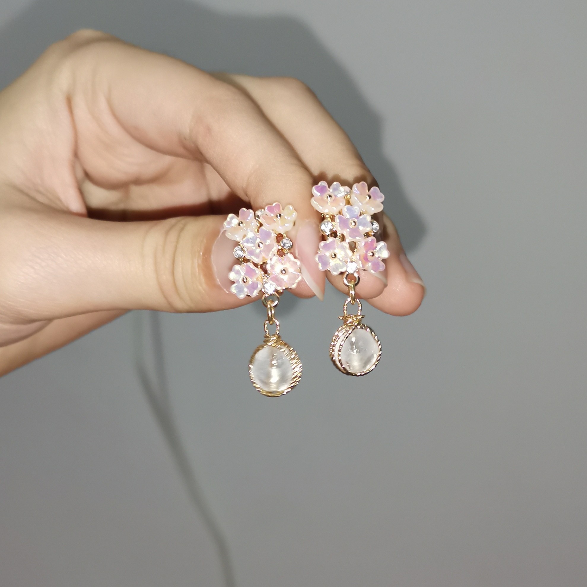 Pendientes de Clip corto de flores rosas simples, ... – Grandado