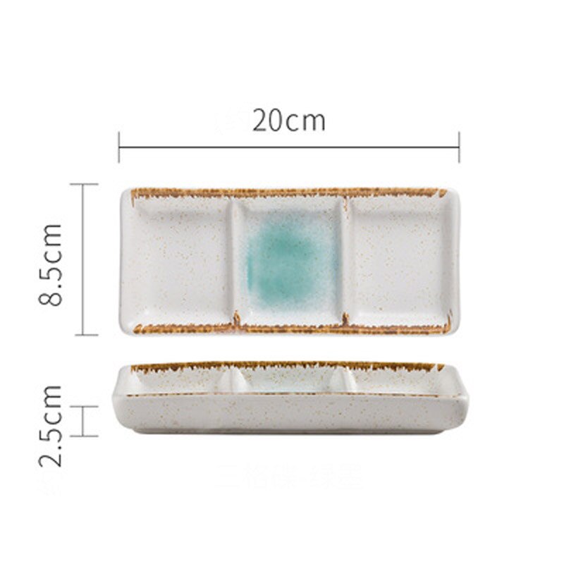 FANCITY Japanese style three grid plate ceramic pl... – Vicedeal