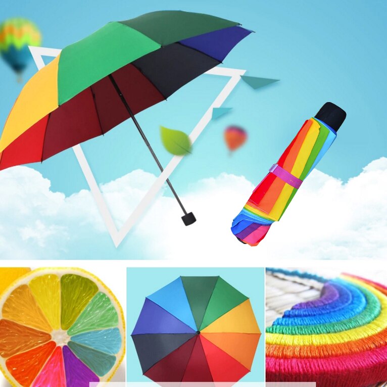 Folding Umbrella Rainbow Anti-UV Parasol Compact W... – Grandado