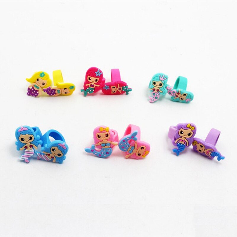 12pcs/lot 3D Soft Silicone Mermaid Rings Plastic S... – Grandado
