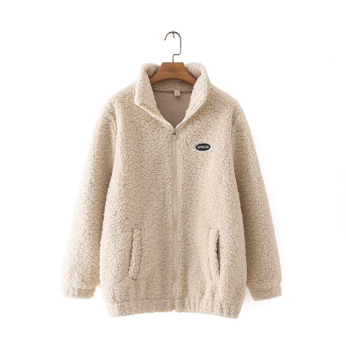 Abrigo de lana Polar para mujer, chaqueta de cuell... – Vicedeal