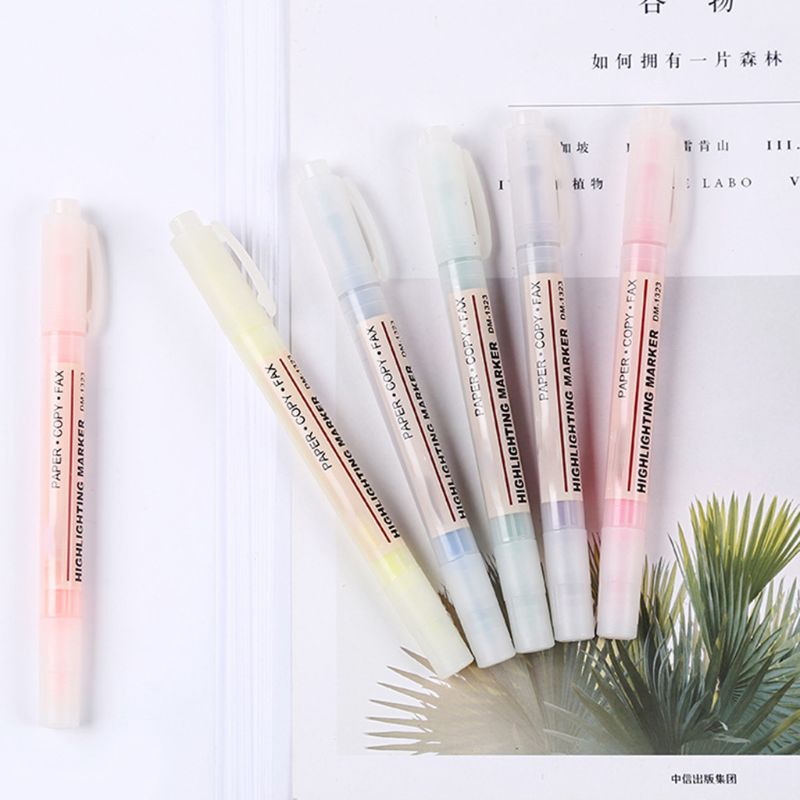 6 Colors Dual Double Headed Highlighter Pens Fluor... – Vicedeal