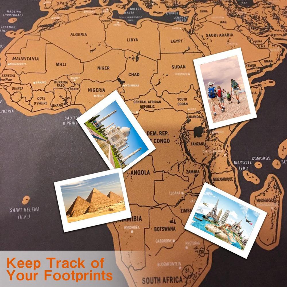 Scratch off World Map Mini Size 11.8x17 inch Gold ... – Vicedeal