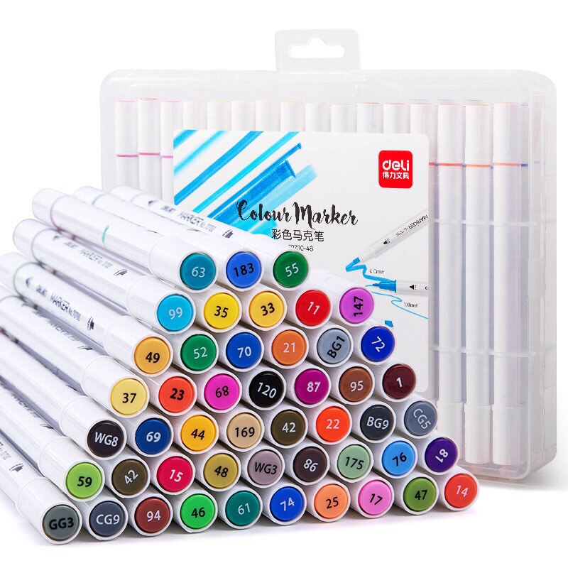 Marker pen 12 color double head color pen 24/36/48... – Grandado