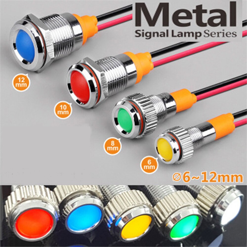 8mm metal Indicator lights no wire power signal la... – Vicedeal