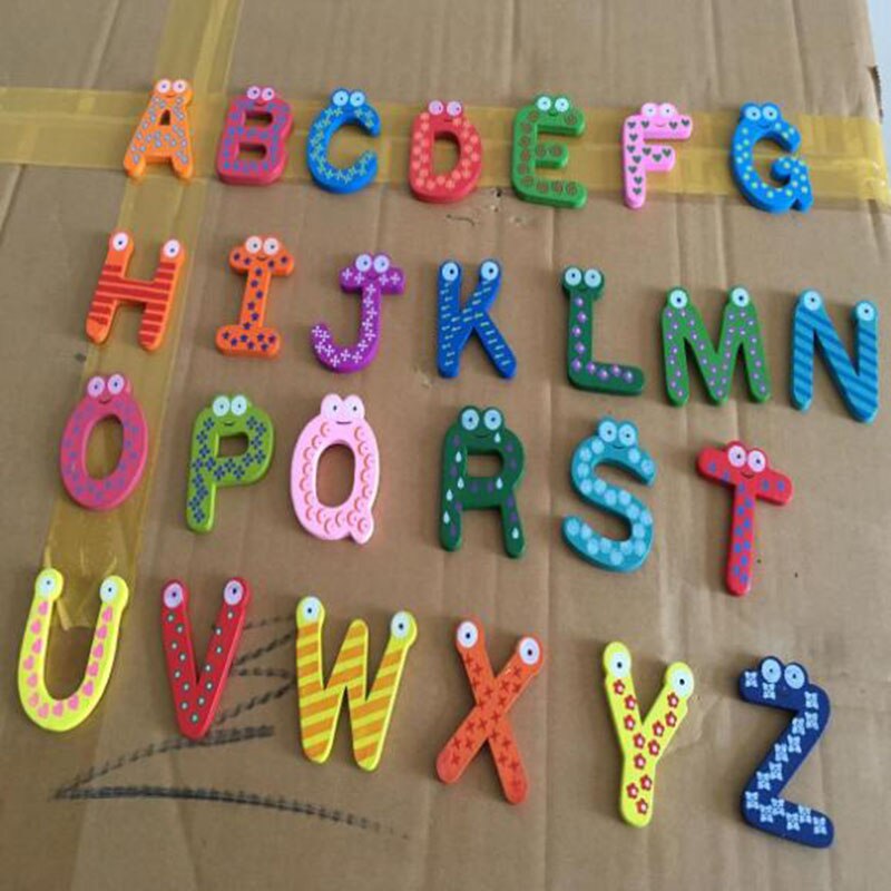 26 English Alphabet Wall Stickers 3D Wooden Letter... – Grandado