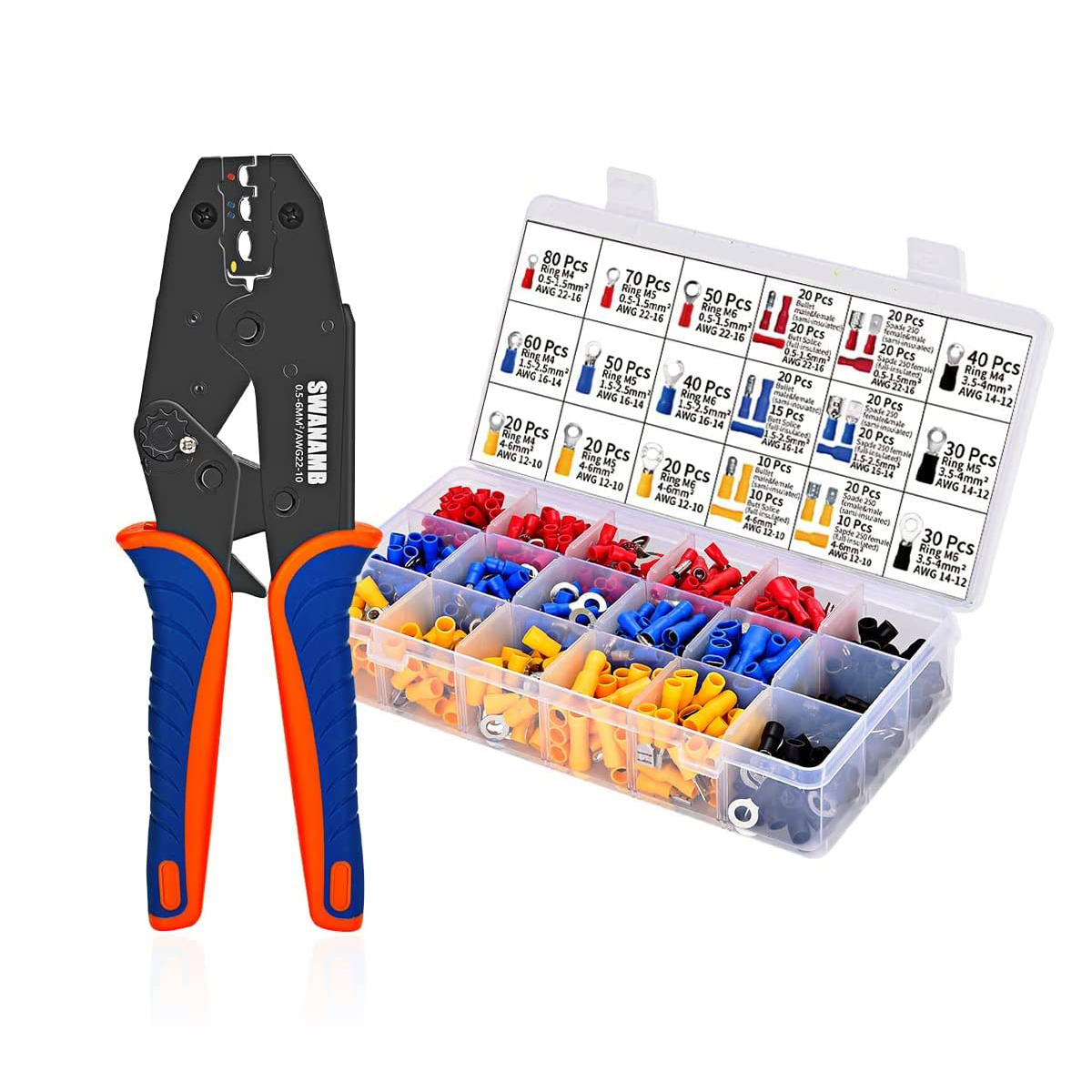 Draad Terminals Krimptang Set, Geïsoleerde Ratel C... – Grandado