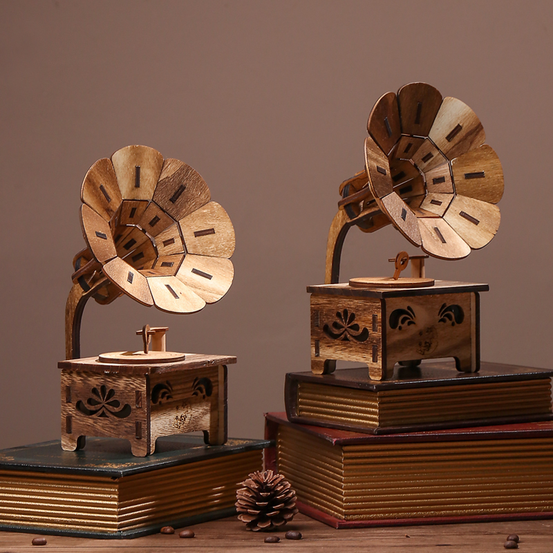 Vintage Wooden Phonograph Music Box Music Box Chil... – Vicedeal