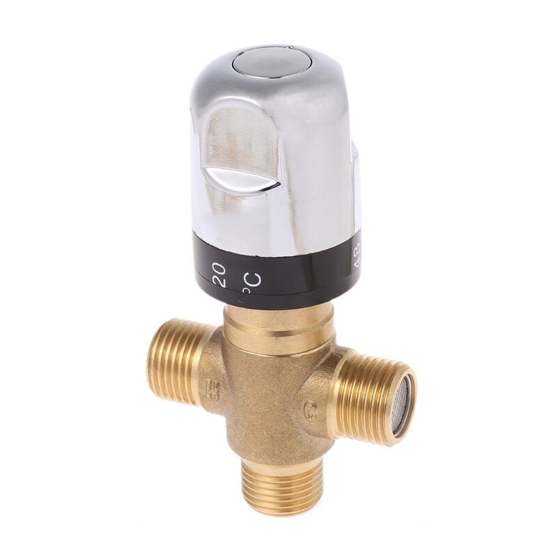 Solid Brass G1/2 Male 3 Way Thermostatic Mixing Va... – Grandado