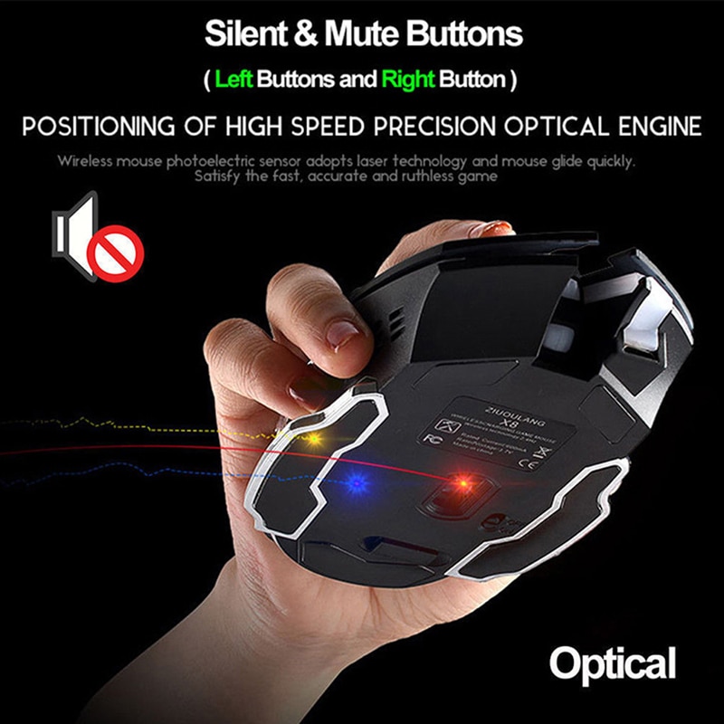 Wired/Wireless Gaming Mouse with Silent LED Backli... – Grandado