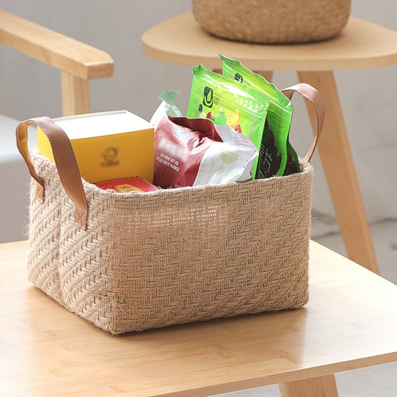 Foldable Jute Storage Basket Rectangle Storage Bas... – Grandado
